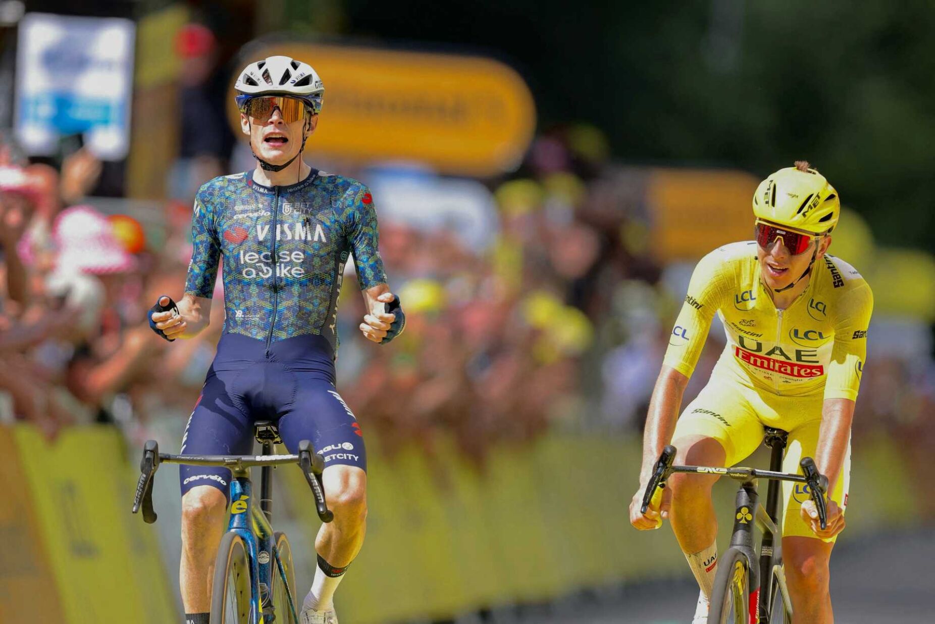 Vingegaard bateu Pogacar ao sprint: Vingegaard bateu Pogacar ao sprint: